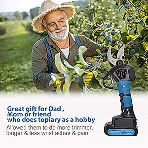 K KLEZHI Professional Cordless Electric Pruning Shears with 2 PCS Backup Rechargeable 2Ah Lithium Battery Powered Tree Branch Pruner Branch Cutter, 30mm (1.2 Inch) Cutting Diameter