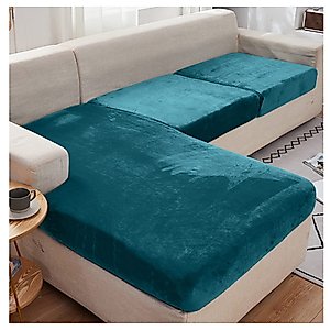 Rosnek Couch Cushion Covers Stretch for Individual Sofa Cushion,Soft Velvet U Shaped Sectional Couch Covers Sofa Slipcover for Seat Cushion Replacement,Small