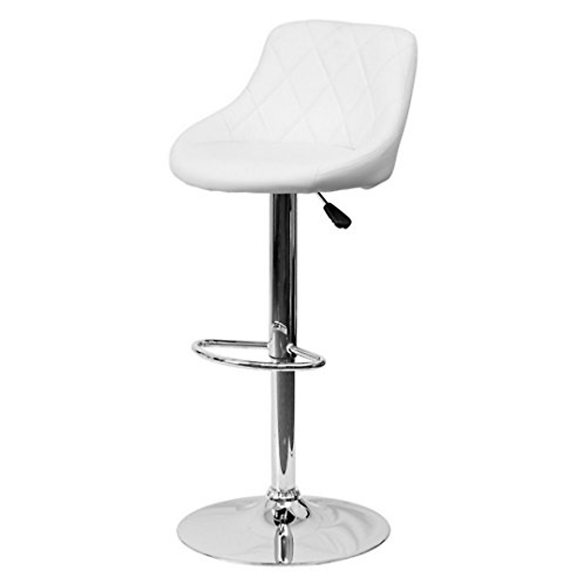 Ergonomic Design Bar stool Adjustable Hydraulic 360 Degree Swivel Stable Steel Frame Hight Density Cushion Seat Kitchen Dining Chair Pub Stool - Set of 2 White #1953