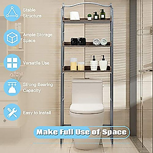 Giantex Over-The-Toilet Spacesaver 3-Tier W/Adjustable Shelves and Sturdy Metal, Easy Assembly Freestanding Bathroom Rack for Essentials Bathroom Storage Organizer Rack (Sliver)