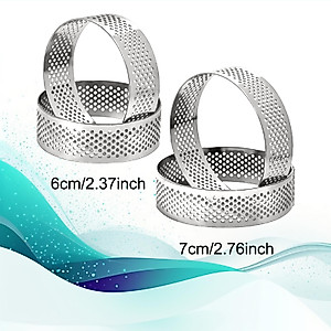 10 Pcs 2.37 Inch Stainless Steel Tart Ring, Heat-Resistant Perforated Cake Mousse Ring, Round Ring Baking doughnut tools (6cm)