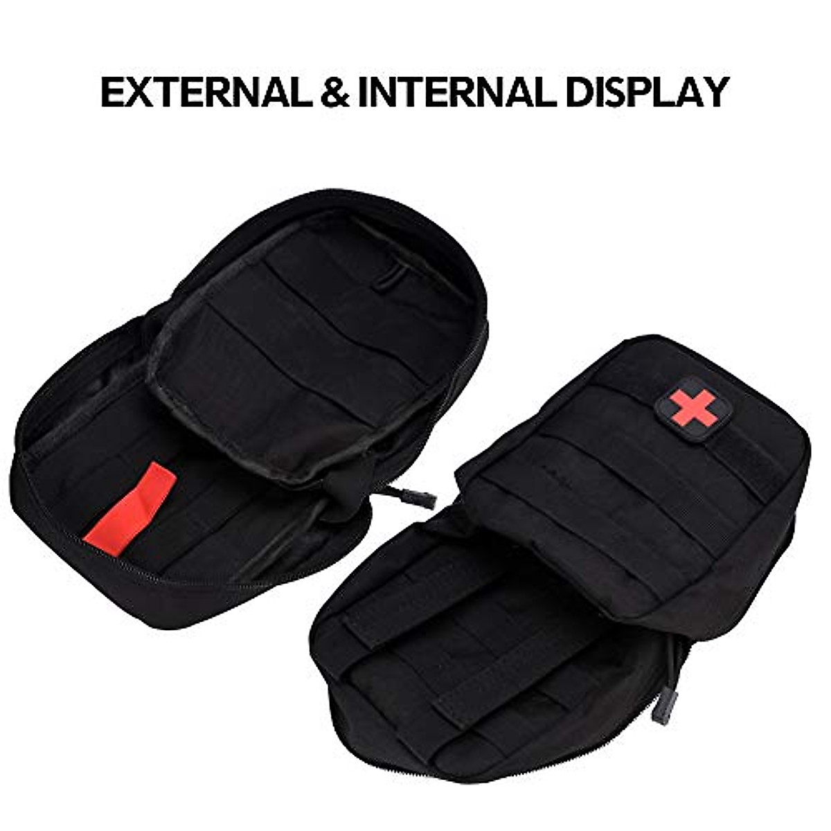 OKJHFD First Aid Kit, First Aid Medical Bag, Multi Pocket Lightweight Med Bag for Outdoor Activities(Black)