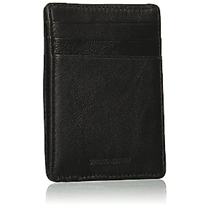 Perry Ellis Men's Perry Ellis Portfolio Card Holder With A Sliver Tone Logo, Black, One Size