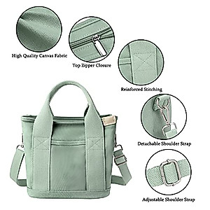 Canvas Tote Bag for Women Stylish Crossboy Handbag Casual Hobo Bag Top Handle Satchel with Multiple Pockets (A-Green)