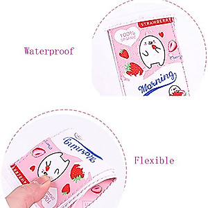 Pack of 2 Cute Pencil Case Box Leather Pencil Holder Pen Pouch Stationery Organizer Cosmetic Bag with Zipper (Blue and Pink Milk) (pinkblue) (Milk2)