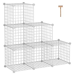C&AHOME Wire Cube Storage, 6 - Cube Organizer Metal C Grids, Modular Shelves Units, Storage Bins Shelving, Closet Organizer, Ideal for Home, Office, Living Room, 36.6”L x 12.4”W x 36.6”H White
