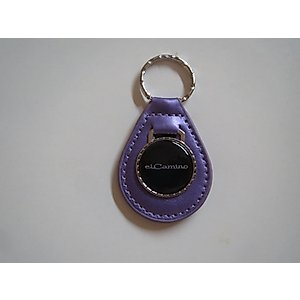 1959-1987 EL CAMINO SCRIPT LOGO EMBLEM LEATHER KEYCHAIN - PURPLE