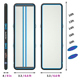 HIJOFUN Premium Air Tumble Track 20ftx3.3ftx8in Gymnastics Tumbling Mat Inflatable Tumble Track with 650W Electric Air Pump for Home Kids,Gym,Yoga,Training,Cheerleading,Outdoor,Beach,Park Blue Black
