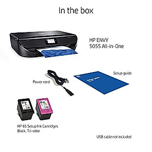 HP Envy 5055 Wireless All-in-One Photo Color Printer, HP Instant Ink & Amazon Dash Replenishment Ready (M2U85A) (Renewed)