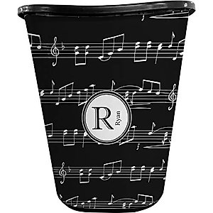 RNK Shops Musical Notes Waste Basket - Double Sided (Black) (Personalized)