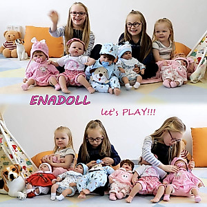 ENADOLL Reborn Baby Doll Realistic Silicone Vinyl Polka Dot Giraffe Baby 16 inch Weighted Soft Body Lifelike Doll Gift Set for Ages 3+(Polka Dot Giraffe)