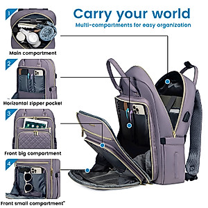 LOVEVOOK Laptop Backpack for Women, Water Resistant Travel Work Backpacks Purse Stylish College Bookbag Business Teacher Nurse Computer Bag with USB Charging Port, Fits 15.6" Laptop