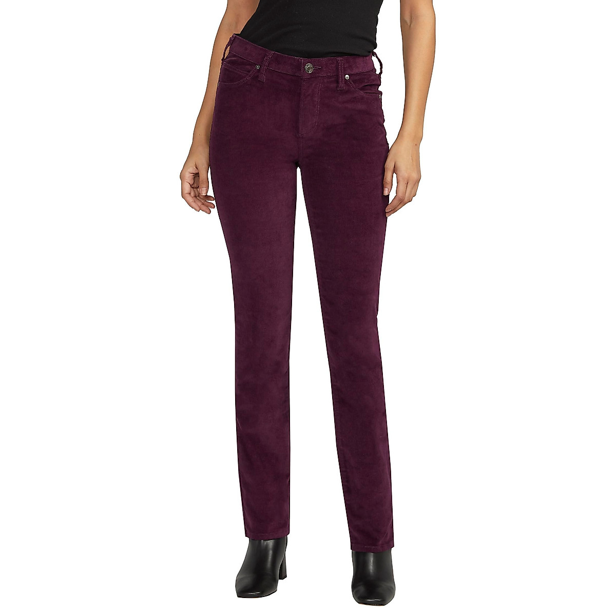 JAG Jeans Petite Ruby Mid-Rise Straight Leg Pants Sangria 10P (29.5" Waist) 30