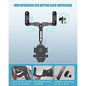 Phone Mount for Car【Big Rear Mirrors Friendly】 2023 New Rear View Mirror Phone Holder, Lighter 360 Rotatable and Retractable Car Phone Holder for Apple Samsung 4-7 Inch Mobiles & All Vehicles