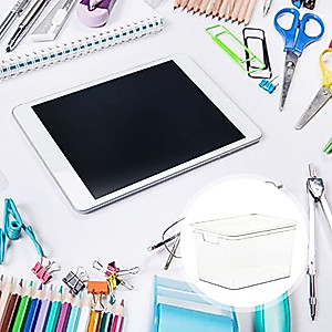 Angoily Plastic Storage Bin Tote Organizing Container with lid Fridge Storage Bin Stackable Storage Bins for Office Entryway Closet Cabinet Bedroom