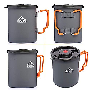 widesea Camping Coffee Pot 750ML, French Press Coffee Maker,Lightweight Backpacking Pot with Collapsible Handle For Camping,Hiking,Fire Cooking