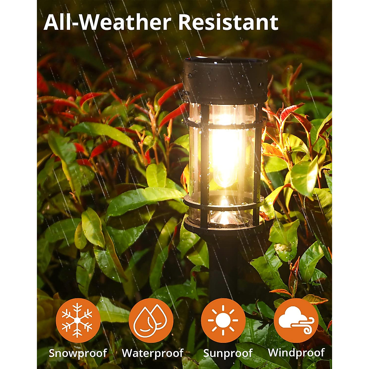 DOESLAG Solar Pathway Lights, 8 Pack Solar Lights Outdoor Waterproof, Glass Solar Landscape Lights Outdoor Garden Lights for Yard Walkway Driveway, Auto On/Off, Easy-to-Install