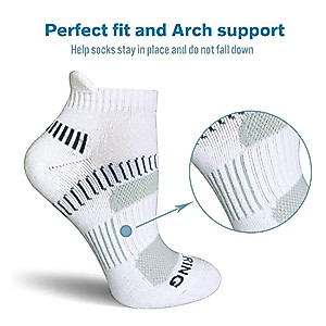 BERING Women's Performance Athletic Ankle Running Socks, Size 6-9, White, 6 Pairs