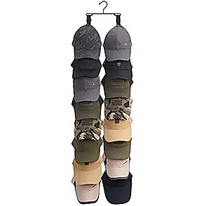 Mkono Closet Storage Rack Baseball Cap Keeper Hanger with 16 Hooks Modern Multifunctional Organizer for Door and Wall Fit Most Hats,