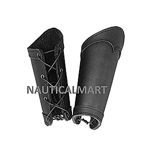 Pair of Leather Arm Rail Warrior Black Arm Guards LARP Medieval Battle Viking