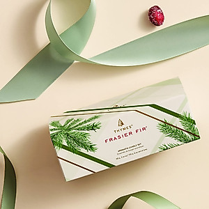 Thymes Frosted Plaid Frasier Fir Candle Set – Scented Candle Set with Notes of Crisp Siberian Fir, Cedarwood and Sandalwood – Luxury Home Fragrance - 3 Oz (2 Pack)