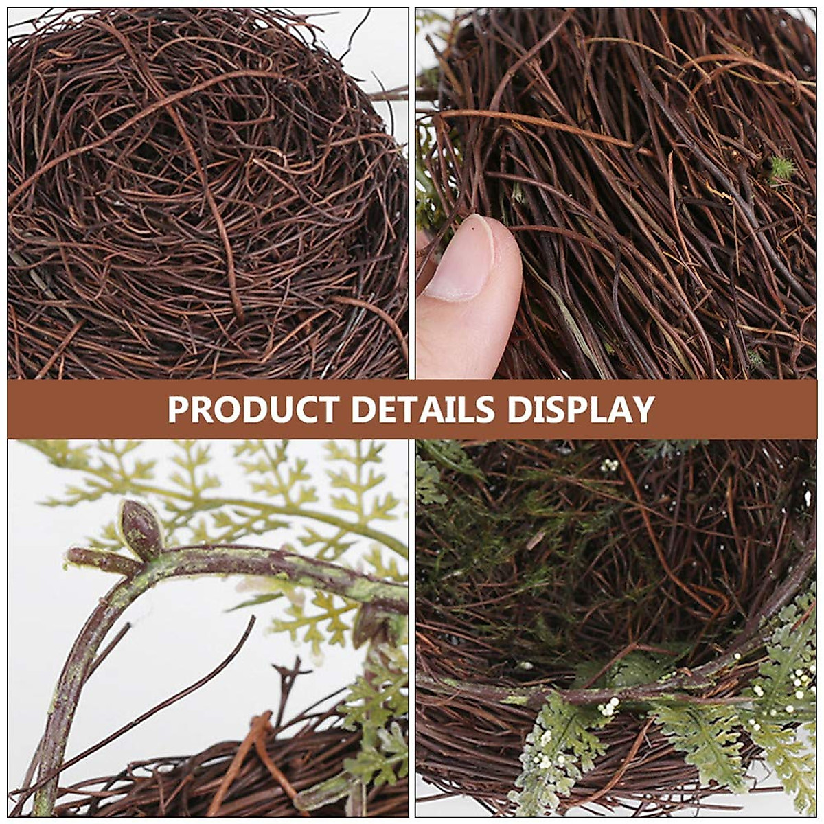 VALICLUD Artificial Bird Nest with Eggs Birds Faux Natural Rattan Twig Bird Nest House Ornament Photo Props for Home Garden Decoration