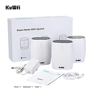 KuWFi Whole Home Mesh WiFi System 3-Pack AC3600 High Speed Seamless Roaming WiFi Network Dual Band 2.4G&5.8G Router for Whole Home Coverage