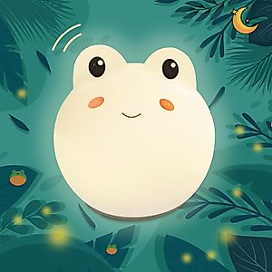 CometMars Silicone Frog Lamp, Nursery Squishy Lamp，Cute LED Animal Soft Nightlight for Kids Teens Boys Girls Christmas Gift