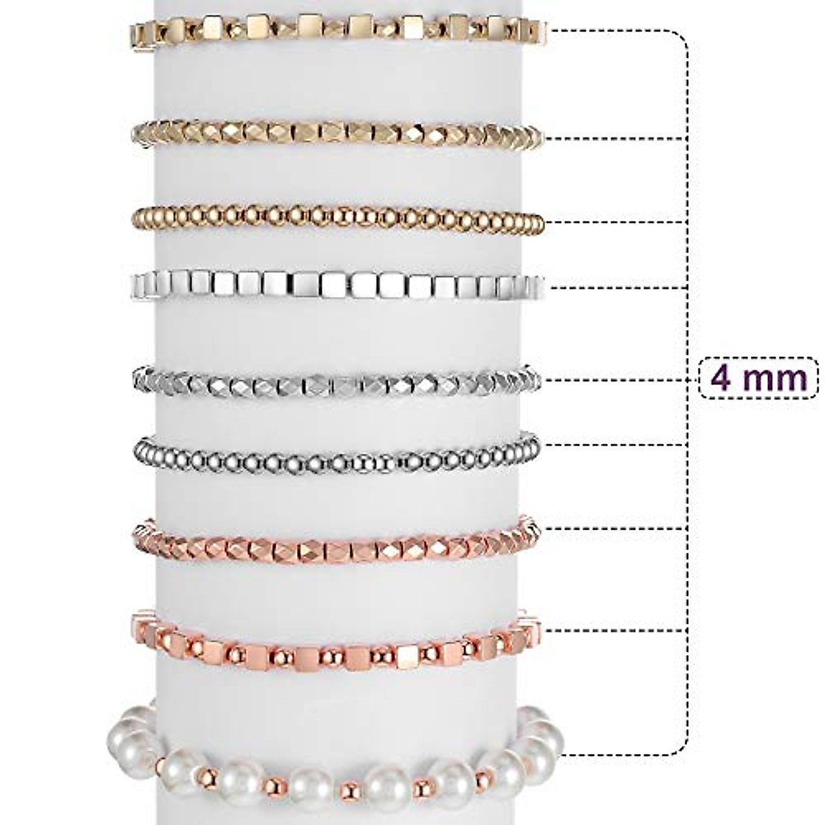 3000 Pieces Assorted Spacer Beads Include 1500 Faceted Rondelle Cube Spacer Column Bead, 900 Round Ball Spacer Bead, 600 Square Spacer Bead Charm Loose Bead for DIY Jewelry (Gold, Sliver, Rose Gold)