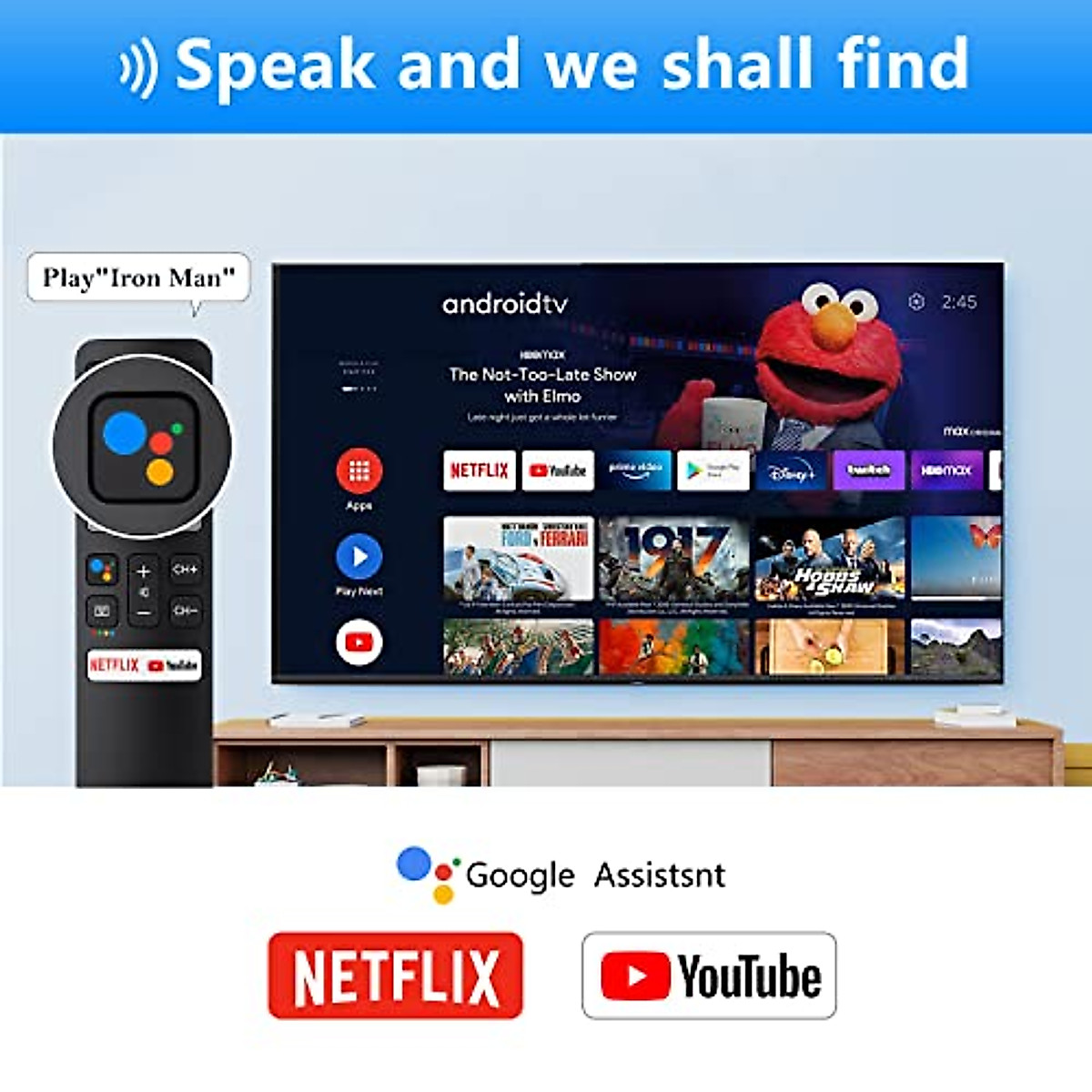 Voice Replacement for TCL-Android-TV-Remote,New Upgraded RC802V for TCL Smart TVs with Google Voice Function,with Netflix,YouTube Buttons