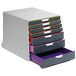 Durable 760727 VARICOLOR 7, Drawer Desk Storage Box, Gray & Multicolor