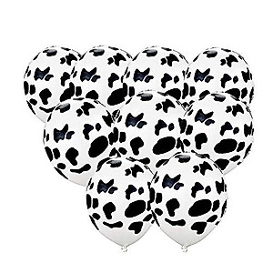 36pcs Cow Print Balloons 12" Latex Balloon in Black and White for Western Cowboy Theme for Kids Birthday Party Favor Supplies Decorations