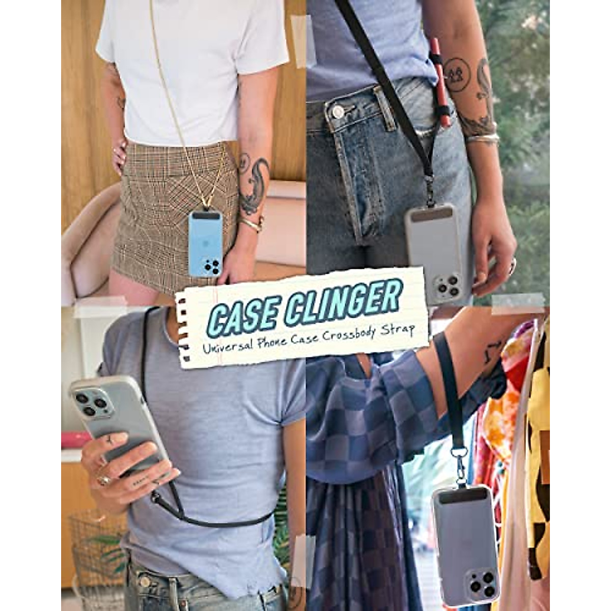 Smartish Phone Wristlet - Case Clinger - Universal iPhone Holder with Detachable Wrist Strap Loop - Black Vegan Leather