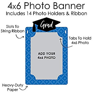 Big Dot of Happiness Blue Grad - Best is Yet to Come - DIY Royal Blue Graduation Party Decor - K-12 School Picture Display - Photo Banner