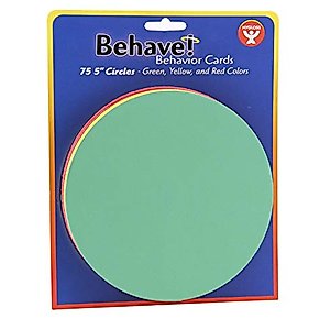 Hygloss Behavior Cards - Motivational for Students & Kids - Red, Yellow & Green Incentive Cards for Classroom - Early Childhood Education Material - Pocket Chart Cards - 5” Circles - Pack of 75