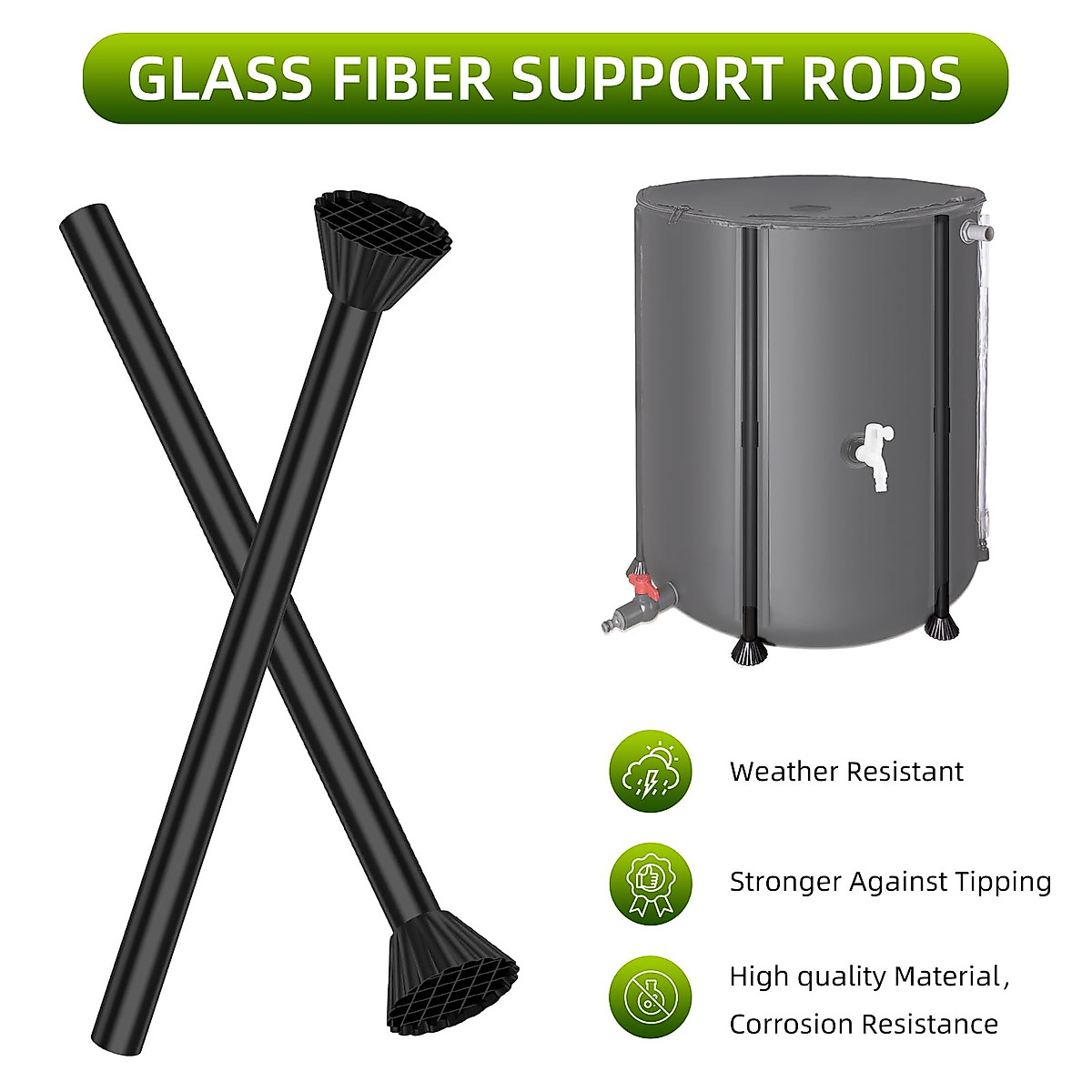 Rain Barrel Water Collection System 53 Gallon - Collapsible Portable Water Storage Tank,Rainwater Collect System Downspout, Water Catcher Container with Filter Two Spigots and Overflow Kit