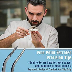 Lab Tweezers High Precision Forceps, 6" (15.2 cm), Fine Strong Angled Point tweezers, Stainless Steel