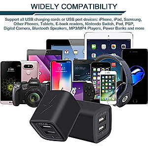 Wall Charger Plug, USB Charger Cube, Ailkin 2.1A 2-Muti Port USB Adapter Power Plug Charging Station Box Base for iPhone 13/12/12Pro/11 Pro Max/X/8/7, iPad, Samsung Phones USB Charging Block Brick