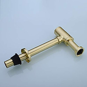 Orhemus Brass Round Bottle P Trap, Basin Sink Waste Trap Drain Tube Kit Adjustable Height, Brushed Gold Finished