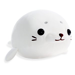 AEECASI Super Soft Seal Plush Cuddle Pillow, Chubby Seal Stuffed Animal, Cute Plushie Birthday for Kids Girls Boys Baby, Adorable Plush Seal Stuffed Toy, 17.7" White