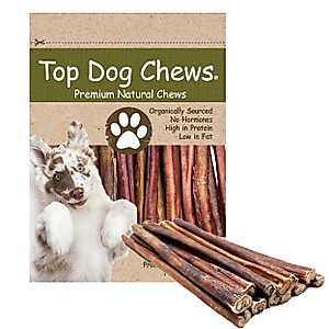 Top Dog Chews - 12 Inch Bully Sticks, 100% Natural Beef, Free Range, Grass Fed, High Protein, Supports Dental Health & Easily Digestible, Thick Dog Treat, 20 Pack