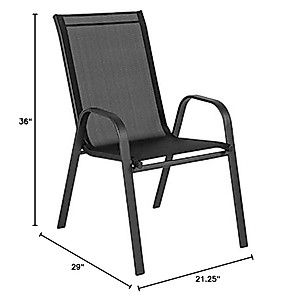 Flash Furniture 5 Pack Brazos Series Black Outdoor Stack Chair with Flex Comfort Material and Metal Frame