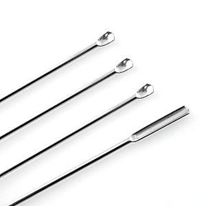 ZZHXSM 1Set of 3 Pcs Scientific Labwares Stainless Steel Double Ended Micro Lab Scoop Spoon Laboratory Equipment Half Rounded and Flat End Spatula Sampler