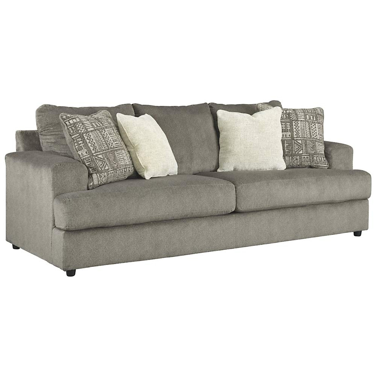 Signature Design by Ashley Soletren Contemporary Chenille Sofa with 4 Accent Pillows, Gray