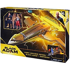 DC Comics, Hawk Cruiser Patrol, Includes Black Adam and Hawkman Action Figures, Over 16-inch Wide, First Edition, Super Hero Kids Toys for Boys and Girls Aged 4 and Up