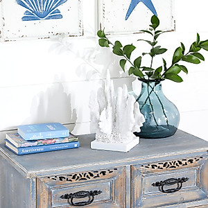 Deco 79 Polystone Coral Decorative Sculpture Home Decor Statue, Accent Figurine 7" x 6" x 10", White