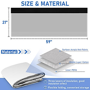 Angooni Portable ac Hose Cover - 59” Flexible and Thick Air Conditioner Hose Cover Wrap with No Leaks, Portable ac Hose Insulation for Hoses Between 5" and 5.9" in Diameter, Light Gray
