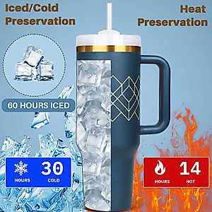 QXV 30 oz Tumbler with Handle and Straw Lid Insulated Reusable Stainless Steel Water Bottle Travel Mug Iced Coffee Cup Travel Mug for Hot and Cold Beverages, BPA-Free, 100% Leakproof Bottle