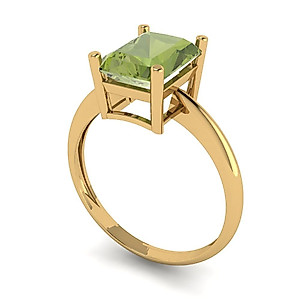 Clara Pucci 2.5ct Radiant Cut Solitaire Natural Peridot Engagement Wedding Bridal Promise Anniversary Ring 18K Yellow Gold Size 3.5