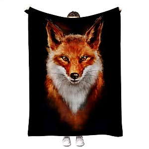 Fox Blanket Decor Soft Plush Sherpa Warm Animal Flowers Fleece Blankets Living Room Breathable Lightweight Throw for Kids Girls Boys Adult (100x130cm(40"x50"))